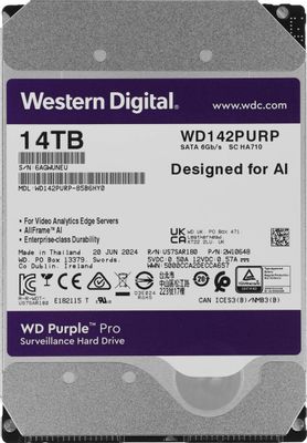 Жесткий диск WD Purple Pro WD142PURP, 14ТБ, HDD, SATA III, 3.5 ...