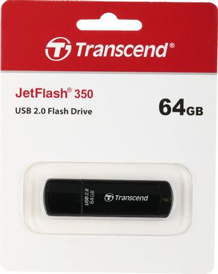 Флешка USB Transcend Jetflash 350 64ГБ, USB2.0, черный [ts64gjf350 ...