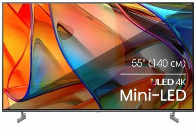 55" Телевизор Hisense 55U6KQ, 4K Ultra HD, темно-серый, СМАРТ ТВ, Vidaa ...