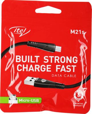 Кабель ITEL M21s(ICD-M21s), micro USB (m) - USB (m), 1м, 2.1A, черный ...