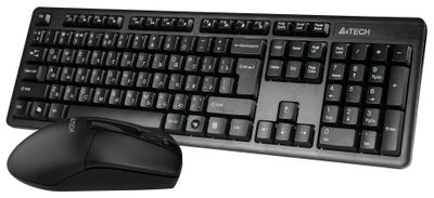 Комплект (клавиатура+мышь) A4TECH 3330N, USB, беспроводной, черный ...