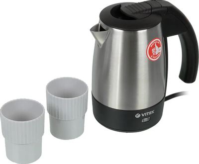 Характеристики Чайник электрический Vitek VT-1154 SR, 1000Вт, серебристый и черный(плохая ...
