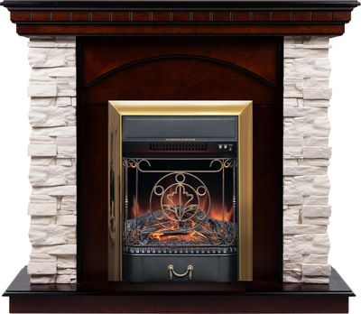 Обзор товара электрокамин REALFLAME Elford STD/EUG/24/25'5/HL AO+Majestic Lux Brass дуб античный ...