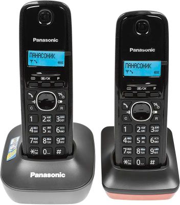 Обзор товара радиотелефон Panasonic KX-TG1612RU3, темно-серый и красный ...