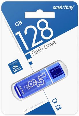 Флешка USB SMARTBUY Glossy 128ГБ, USB3.0, темно-синий [sb128gbgs-db ...