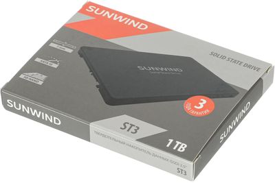 SSD накопитель SunWind ST3 SWSSD001TS2T 1ТБ, 2.5", SATA III, SATA, rtl ...