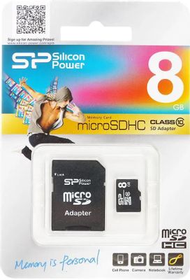 Характеристики Карта памяти microSDHC Silicon Power 8 ГБ, Class 10, SP008GBSTH010V10SP, 1 шт ...