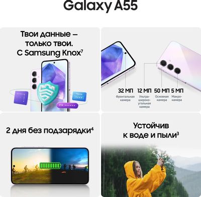 Характеристики 6.6" Смартфон Samsung Galaxy A55 5G 8/128Gb, SM-A556E ...