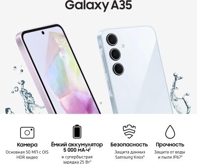 Характеристики 6.6" Смартфон Samsung Galaxy A35 5G 8/256Gb, SM-A356E ...
