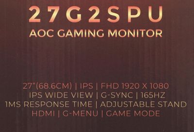 27" Монитор AOC Gaming 27G2SPU, 1920x1080, IPS, 165Гц, 2хHDMI, 1хDP ...