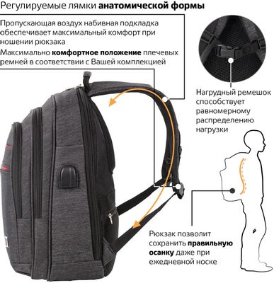 Рюкзак BRAUBERG Functional Progress, 48.2 х 7.7 х 37.1 см, 1.204кг ...