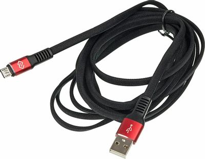 Кабель Digma micro USB (m) - USB (m), 3м, плоский, в оплетке, 2A ...
