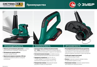 Триммер электрический Зубр ТА-185, аккумуляторный, 18В – купить в ...
