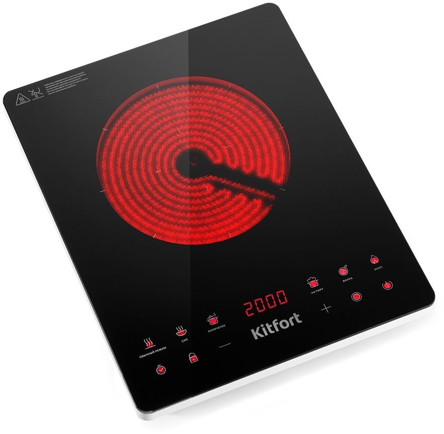 Характеристики Плита Инфракрасная Kitfort КТ-140 черный/серебристый стеклокерамика (настольная ...