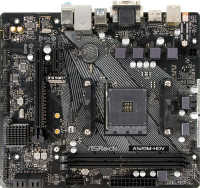 Материнская плата ASRock A520M-HDV, SocketAM4, AMD A520, mATX, Ret ...