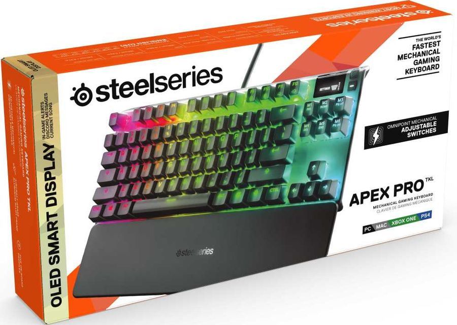 Клавиатура SteelSeries Apex Pro TKL, USB, c подставкой для запястий, черный [64734] – купить в ...