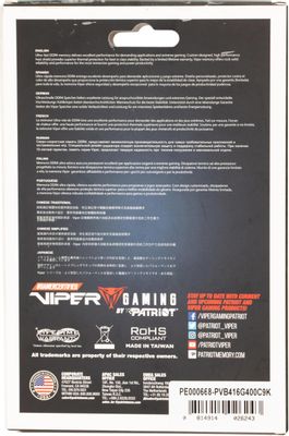 Оперативная память Patriot Viper 4 Blackout PVB416G400C9K DDR4 - 2x 8ГБ ...