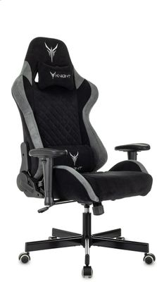 Кресло игровое KNIGHT Regal, на колесиках, искусственная замша, черный/серый [knight regal fabr ...