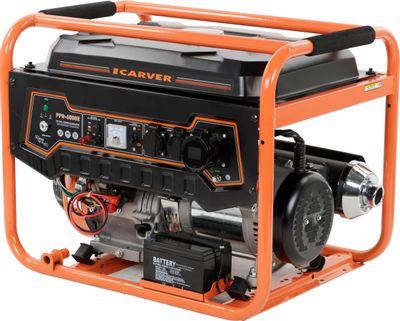 Характеристики Бензиновый генератор CARVER PPG- 6500E, 220/12 В, 5.5кВт ...