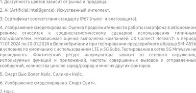 Характеристики 6.6" Смартфон Samsung Galaxy A55 5G 8/128Gb, SM-A556E ...