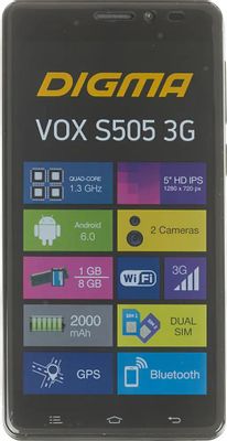 Смартфон Digma Vox 8Gb, S505 3G + Navitel, черный – купить в Ситилинк | 1009323