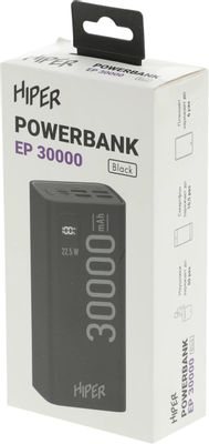 Внешний аккумулятор (Power Bank) HIPER EP, 30000мAч, черный [ep 30000 ...
