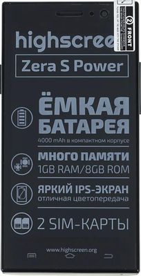 Обзор товара смартфон Highscreen Zera S Power черный (995482) в ...