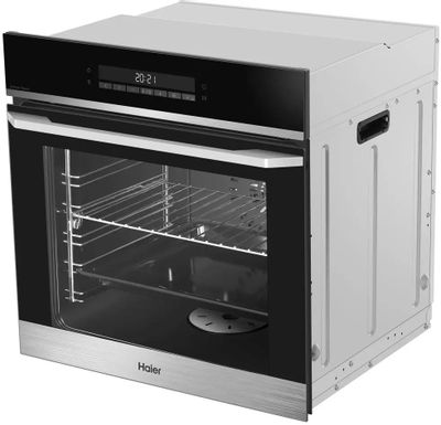 Духовой шкаф HAIER HOQ-P16AS5SX, стекло черное/нержавеющая сталь ...