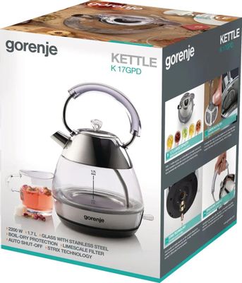 Чайник электрический Gorenje K17GPD, 2200Вт, нержавеющая сталь – купить ...