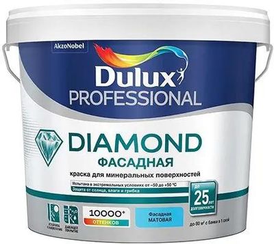 Обзор товара краска Dulux Diamond Фасадная (5183702) белый 5л (1522358 ...