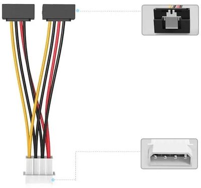 Переходник SATA VENTION KDCBB, Molex 8980 - SATA (угловой), круглое, 0 ...